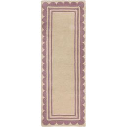 FLAIR RUGS Wollteppich &raquo;Lois mit Jakobsmuschelbord&uuml;re&laquo; rechteckig 10 mm H&ouml;he mit Jakobsmuschelbord&uuml;re lila Kunstfaser, Wolle B : 80cm 1 Stk., 10mm, L: