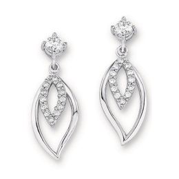 Amor Damen Paar Ohrstecker &raquo;Bl&auml;tter&laquo; mit Zirkonia (synth.) bunt Silber 925 (Sterlingsilber)