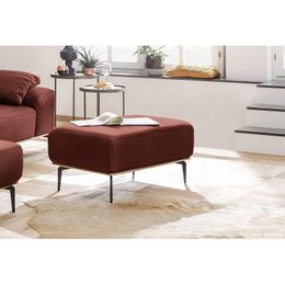 W.Schillig Polsterhocker &raquo;run&laquo; mit Holzsockel, F&uuml;&szlig;e in Schwarz pulverbeschichtet, Breite 75 cm rot Longlife Xtra-Leder Z73: Naturwalkleder der 