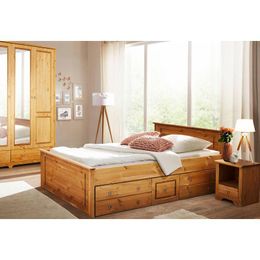 OTTO home Schlafzimmer-Set &raquo;Hugo&laquo; Set, 3 Stk. tlg. Bett 140x200cm, 2-trg Kleiderschrank und 1 Nachttisch beige Made in Europe
