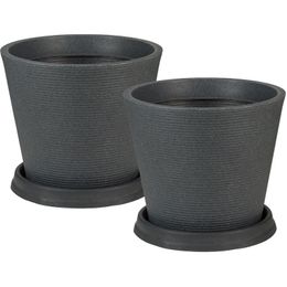 Scheurich Blumentopf &raquo;Coneo 40&laquo; mit Untersetzern aus Kunststoff schwarz Kunststoff &Oslash; 38,5cm