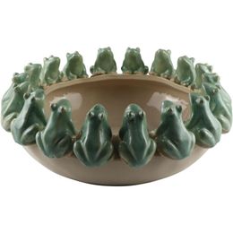 AM Design Dekofigur &raquo;Schale mit Fr&ouml;schen, aus Keramik&laquo; handgefertigte Osterdekoration gr&uuml;n Keramik B/H/T: 37,3cm x 13,7cm x 13,7cm