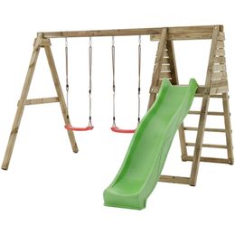 Fungoo Spielturm &raquo;MaxPlay - Gym&laquo; mit Rutsche und Doppelschaukel braun FSC -zertifizierter Massivholz, Metall, Polyethylen Einheitsgr&ouml;&szlig;e