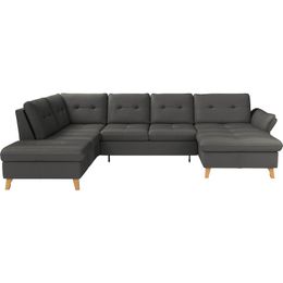 Sit & More sit&more Wohnlandschaft &raquo;G&ouml;teborg&laquo; inkl. Sitztiefenverstellung, wahlweise mit Bettfunktion & Bettkasten grau B/H/T: 327cm x 90cm x 226cm, NaturLEDER ,