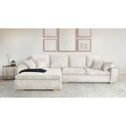 Home Affaire Ecksofa &raquo;Katja L-Form, B: 325 cm - OTTO. Verl&auml;ssliche Qualit&auml;t.&laquo; Schlaffunktion, Bettkasten & 4 Zierkissen beige 100% Polyester B/H/T: 
