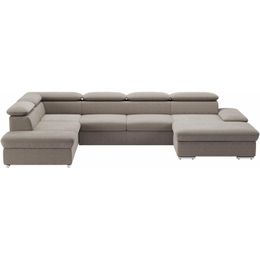 Sit & More sit&more Wohnlandschaft &raquo;Valantine U-Form, B: 349 cm&laquo; mit Arm- & Kopfteilverstellung, optional mit Schlaffunktion grau 100% Polyester B/H/T: 349cm x 