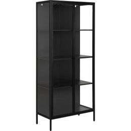 ACTONA GROUP Vitrine &raquo;New York&laquo; schwarzes Metall, mit Glast&uuml;ren und 4 F&auml;chern, H&ouml;he 180cm schwarz Metall Schwarz, B/H/T: 80cm x 180cm x 40cm