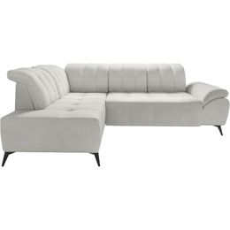 Home Affaire Ecksofa &raquo;Lazio modern und bequem, schmale Armlehnen, tolle Detailverarbeitung&laquo; wei&szlig; 100% Polyester B/H/T: 272cm, Microfaser, Ottomane 
