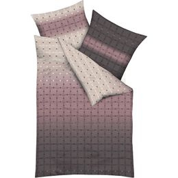 Kaeppel Bettw&auml;sche &raquo;Cubes&laquo; 2 Stk. Mit grafischem Muster rot Feinbiber, Obermaterial: 100% Baumwolle B/L: 155cm x 220cm, 1 Stk., 1 Stk., Feinbiber, B/L: 80cm x