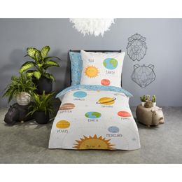 Good Morning Kinderbettw&auml;sche &raquo;Astraa&laquo; 2 Stk. Baumwolle, Renforc&eacute;, Wendeoptik, Kind, Junge, Planet, Raum bunt Renforc&eacute;, Obermaterial: 100% Baumwolle B