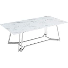 Salesfever Couchtisch &raquo;Wohnzimmertisch im eleganten Stil&laquo; Eleganter Chic mit marmoriertem Charme wei&szlig; B/H/T: 110cm x 40cm x 60cm, Couchtisch 110x60cm