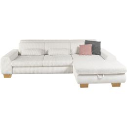 set one by Musterring Ecksofa Kopteil verstellbar, mit Bettfunktion, in Cord, silver, Sitzh&ouml;he 49 grau 88% Polyester;12% Polyamid B/H/T: 307cm x 86cm 