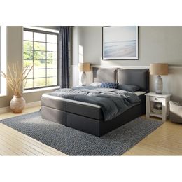 Home Affaire Boxspringbett &raquo;Lysann&laquo; 5fach verstellbares Kopfteil, in 4 Breiten, 3 Matratzenarten grau Liegefl&auml;che B/L: 180cm x 200cm, Gewicht bis: 80 