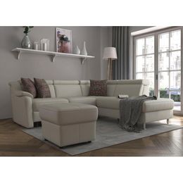 Sit & More sit&more Ecksofa &raquo;Freetown L-Form&laquo; inklusive Kopfteilverstellung und komfortablem Federkern wei&szlig; B/H/T: 252cm x 84cm x 216cm, NaturLEDER , Ottomane 