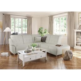 Home Affaire Ecksofa &raquo;Boston L-Form&laquo; Kopfteilverstellung an jeder Sitzfl&auml;che, wahlweise Relaxfunktion wei&szlig; Struktur (100% Polyester);Luxus-Microfaser 