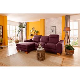 Home Affaire Ecksofa &raquo;Dundee L-Form&laquo; wahlweise mit Kopfteilverstellung und zus&auml;tzlich mit Schlaffunktion rot Luxus-Microfaser Florence (100% Polyester