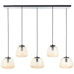 Brilliant Pendelleuchte &raquo;Kaizen&laquo; E27 1 Stk. 150 x 125 x 48 cm, 5 x E27, k&uuml;rzbar, Riffelglas schwarz 5, 1 Stk.