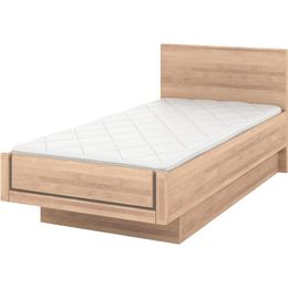 Musterring Holzbett &raquo;Sorrent, Bettgestell, Bettrahmen, teilmassiv Eiche&laquo; Eiche teilmassiv, Liegeh&ouml;henverstellung, in schwebender Optik braun L&auml;nge B: 210cm x 