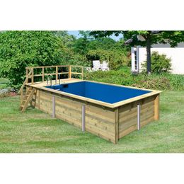 Karibu Rechteckpool &raquo;Malta A&laquo; BxLxH: 672x353x124cm, mit Sonnenterrasse &Oslash;/B/H/L: Breite 672cm x H&ouml;he 124cm x L&auml;nge 353cm, 15,5 l