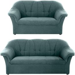 DOMO collection Polstergarnitur &raquo;Pegnitz&laquo; Set, 3-Sitzer & 2-Sitzer-Set blau 95% Polyester, 5% Nylon Chenille-Optik