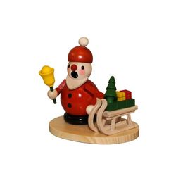 Albin Preissler R&auml;ucherm&auml;nnchen &raquo;Weihnachtsmann mit Schlitten, Handwerkskunst aus dem Erzgebirge&laquo; Weihnachtsdeko aus Holz bunt Holzwerkstoff Einheitsgr&ouml;&szlig;e