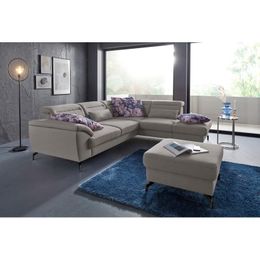 Sit & More sit&more Ecksofa &raquo;Percy L-Form&laquo; 12 cm Fu&szlig;h&ouml;he, Sitztiefenverstellung, wahlweise in 2 Fu&szlig;farben grau B/H/T: 270cm x 77cm x 235cm, Feinstruktur, 
