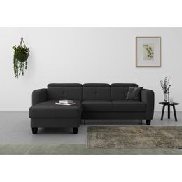 Sit & More sit&more Ecksofa &raquo;Belluci L-Form&laquo; inklusive Federkern, wahlweise mit Schlaffunktion und Bettkasten schwarz B/H/T: 247cm x 85cm x 170cm, Luxus-