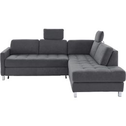Sit & More sit&more Ecksofa &raquo;Pablo L-Form&laquo; wahlweise mit Schlaffunktion grau Struktur fein (100% Polyester);Struktur (100% Polyester) B/H/T: 233cm x 78cm x 196cm