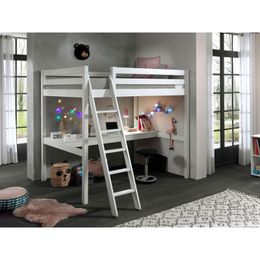 Vipack Hochbett &raquo;Pino, Kiefer massiv, sehr standfest, Made in Europe, mit Sessel&laquo; B/H/T ca. 209x190x215cm, mit gro&szlig;er Schreibplatte und Leiter, inkl. 