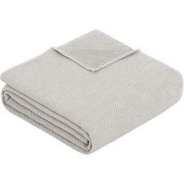Ibena Wohndecke &raquo;Charlotte mit GOTS&laquo; mit gewebter Struktur beige Baumwolle B/L: 70cm x 100cm