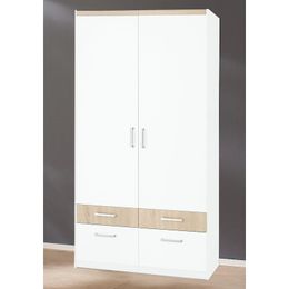 Priess Kleiderschrank wei&szlig; Holzwerkstoff B/H/T: 94cm x 193cm x 56cm, T&uuml;ren: 2 Stk.
