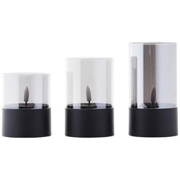Brilliant Au&szlig;en-Tischleuchte &raquo;Bougie&laquo; LED-Modul 3 Stk. Extra-Warmwei&szlig; LED-Kerzen 3er-Set, Timer, H&ouml;he 10/12,5/15 cm, &Oslash; 8 cm schwarz 1, &Oslash; 8cm H: 10cm, 3 Stk.