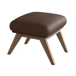FLEXLUX Polsterhocker &raquo;Adria&laquo; Fu&szlig; Eiche, Fu&szlig;hocker f&uuml;r Ohrensessel braun 100% Echteder B/H/T: 54cm x 41cm x 41cm, Echtleder