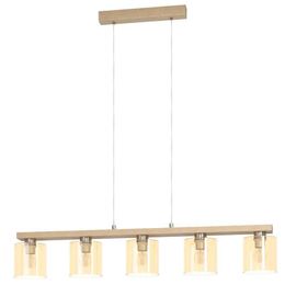 Eglo H&auml;ngeleuchte &raquo;CASTRALVO Pendellampe, Stahl, Holz und Glas, E27, IP20, Esszimmerlampe&laquo; E27 1 Stk. Pendelleuchte, L121 x B15 x H110 cm, nickel-matt