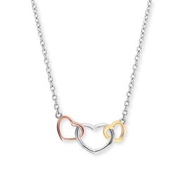 Engelsrufer Damen Kette mit Anh&auml;nger &raquo;3 HERZEN TRICOLOR&laquo; rosa Silber 925 (Sterlingsilber), L: 44