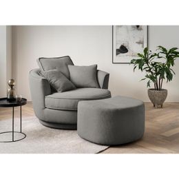 Home Affaire Drehsessel &raquo;MAISIE Webvelours, Love Seat XXL Lese-Sessel, Big-Sessel mit Hocker,&laquo; 2 Stk. tlg. Set in MEGA CORD und Web-Velours, drehbar 