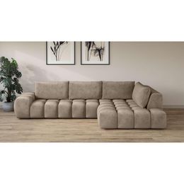 OTTO home Ecksofa &raquo;AZITA L-Form, XL 296 cm - Designsofa in Bubble-Optik&laquo; lose R&uuml;ckenkissen, traumhafte Steppung grau 100% Polyester B/H/T: 296cm x 