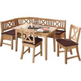 massivline&more Eckbankgruppe &raquo;Bodensee&laquo; Set, 8 Stk. tlg. braun Holz teilmassiv B/H/T: 137,18cm x 87cm x 52cm, Einlegeplatte