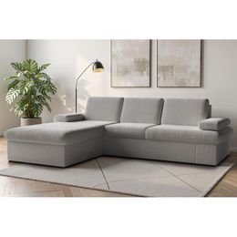 Sit & More sit&more Ecksofa &raquo;Moreno L-Form, B: 247 cm&laquo; mit Armteilverstellung, optional Schlaffunktion grau 100% Polyester B/H/T: 247cm x 82cm x 171cm, Struktur,