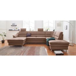 Sit & More sit&more Wohnlandschaft &raquo;Cardoso U-Form&laquo; mit Federkern und Kopfst&uuml;tzen, mit Schlaffunktion und Relaxfunktion braun Luxus-Microfaser 1 (100% Polyester)