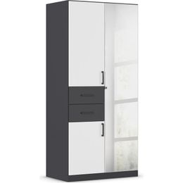 Rauch Dreht&uuml;renschrank &raquo;Maika&laquo; mit Spiegel, 2 Schubladen, in verschiedenen Breiten, H&ouml;hen und Farben grau Holzwerkstoff B/H/T: 91cm x 197cm x 54cm