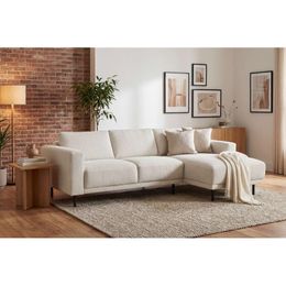 OTTO home Ecksofa &raquo;Sveeva, L-Form, B.238 cm, schwarze Metallf&uuml;&szlig;e&laquo; langlebiger Webstoff, mit Wellenunterfederung, viele Farben beige 100% PES B/H/T: 