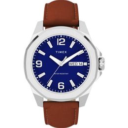 Timex Herren Quarzuhr &raquo;ESSEX&laquo; Armbanduhr, Herrenuhr,Lederarmband,Datum, Leuchtzeiger braun Einheitsgr&ouml;&szlig;e