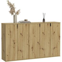 Home Affaire Garderoben-Set &raquo;Trondheim, Breite 152 cm, best. aus 3 Kommoden, 5 T&uuml;ren, 16 F&auml;cher&laquo; Set, 3 Stk. tlg. braun Holzwerkstoff B/H/T: 152cmcm x