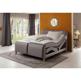 Home Affaire Boxspringbett &raquo;Messina2&laquo; Liegekomfort elektrisch Verstellbar grau Holzwerkstoff, Kunstleder, Massivholz Kunstleder Holzwerkstoff 