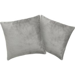 OTTO home Kissenbezug &raquo;Desner3&laquo; Kissenh&uuml;lle mit Rei&szlig;verschluss, Cashmere-Touch, kuschelig & weich grau Microfaser, Obermaterial: 100% Polyester B/L: 