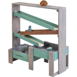 Muddy Buddy Wasserbahn &raquo;Aqua Tower&laquo; inkl 2 gro&szlig;er Auffangbecken, warmgrau-salbei gr&uuml;n Holz B/H/L: 44cm x 105cm x 100cm