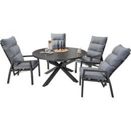 Destiny Garten-Essgruppe &raquo;GARDA ARONA 4 HL + Ausziehtisch 120/170x120cm, anthrazit&laquo; Set, 5 Stk. tlg. Aluminium grau Aluminium, Polyester B/H/T: 62cm x 67cm, 