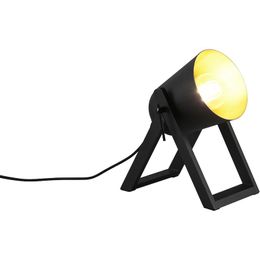 REALITY LEUCHTEN Schreibtischlampe &raquo;Marc&laquo; E27 1 Stk. warmwei&szlig; - kaltwei&szlig; Holz-Tischleuchte Metallschirm, Winkel verstellbar exkl 1xE27 max 25W gold 1,