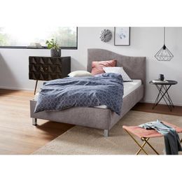 Westfalia Schlafkomfort Polsterbett grau Bezug Bett: Velours mit grober Lederoptik (100% Polyester);Bonnellfederkernmatratze: 51% Polypropylen, 39% Polyester, 10% Baumwolle;